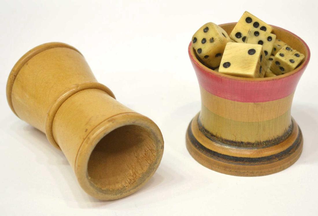 (15) ANTIQUE BONE DICE & WOOD DICE CUPS