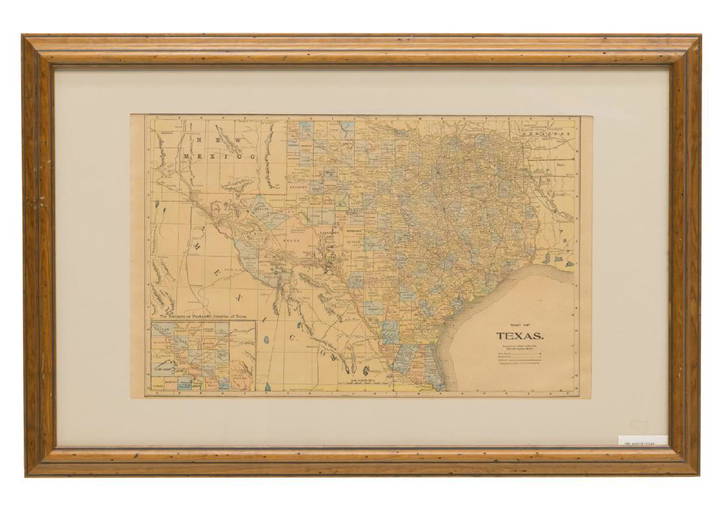(2) Framed Map Of Texas, 1890 & Southern States