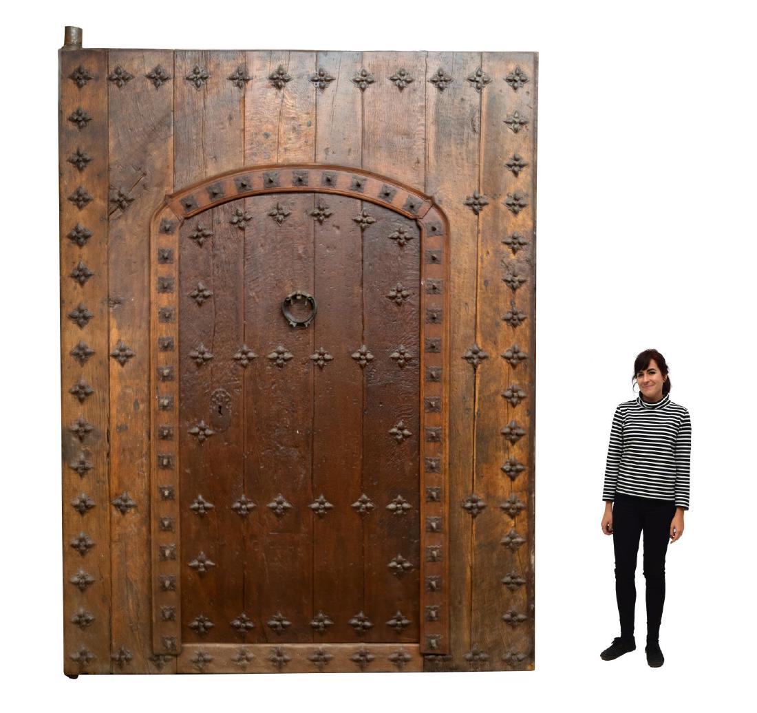 MONUMENTAL 18TH C. SPAIN IRON & WOOD DOOR & FRAME