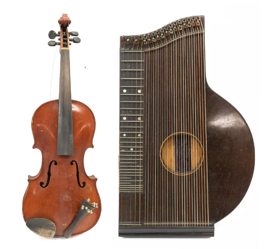 (2) MUSICAL INSTRUMENTS IN CASES, VIOLIN, ZITHER