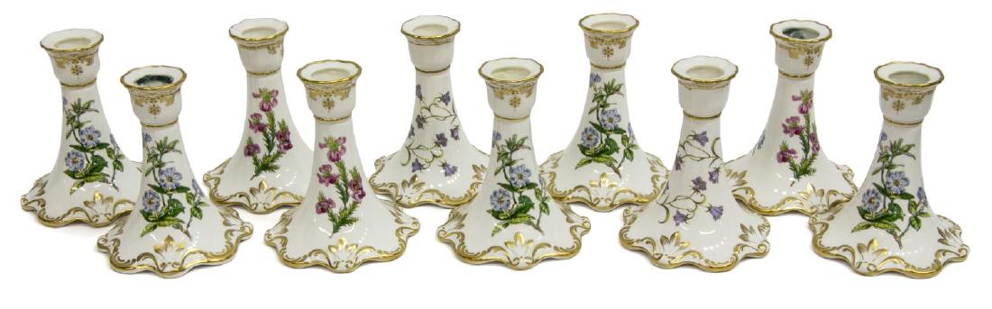 (10) SPODE CHINA CANDLESTICKS, 'STAFFORD FLOWERS'