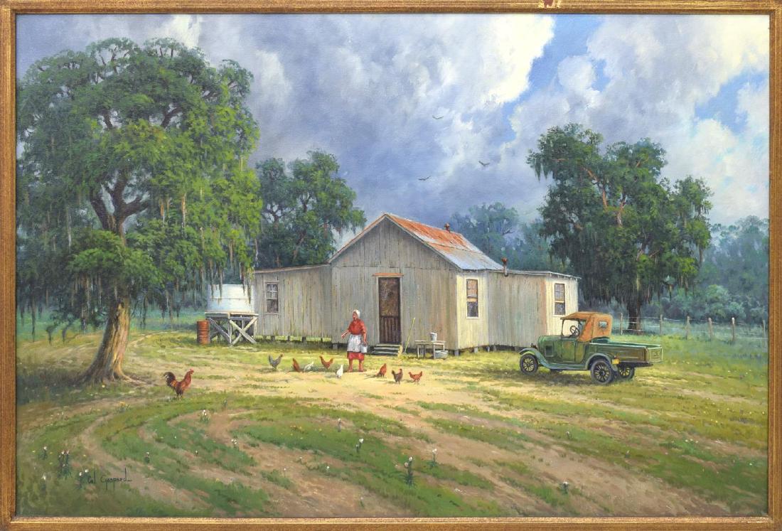 CAL GASPARD (B. 1934) FEEDING TIME, LOISIANA FARM