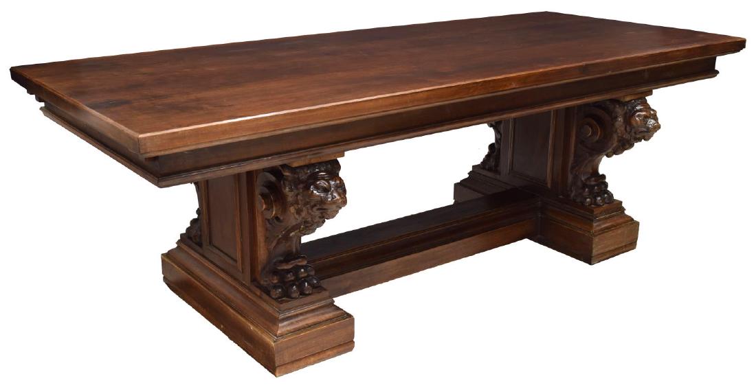 Italian Renaissance Revival Carved Lion Table