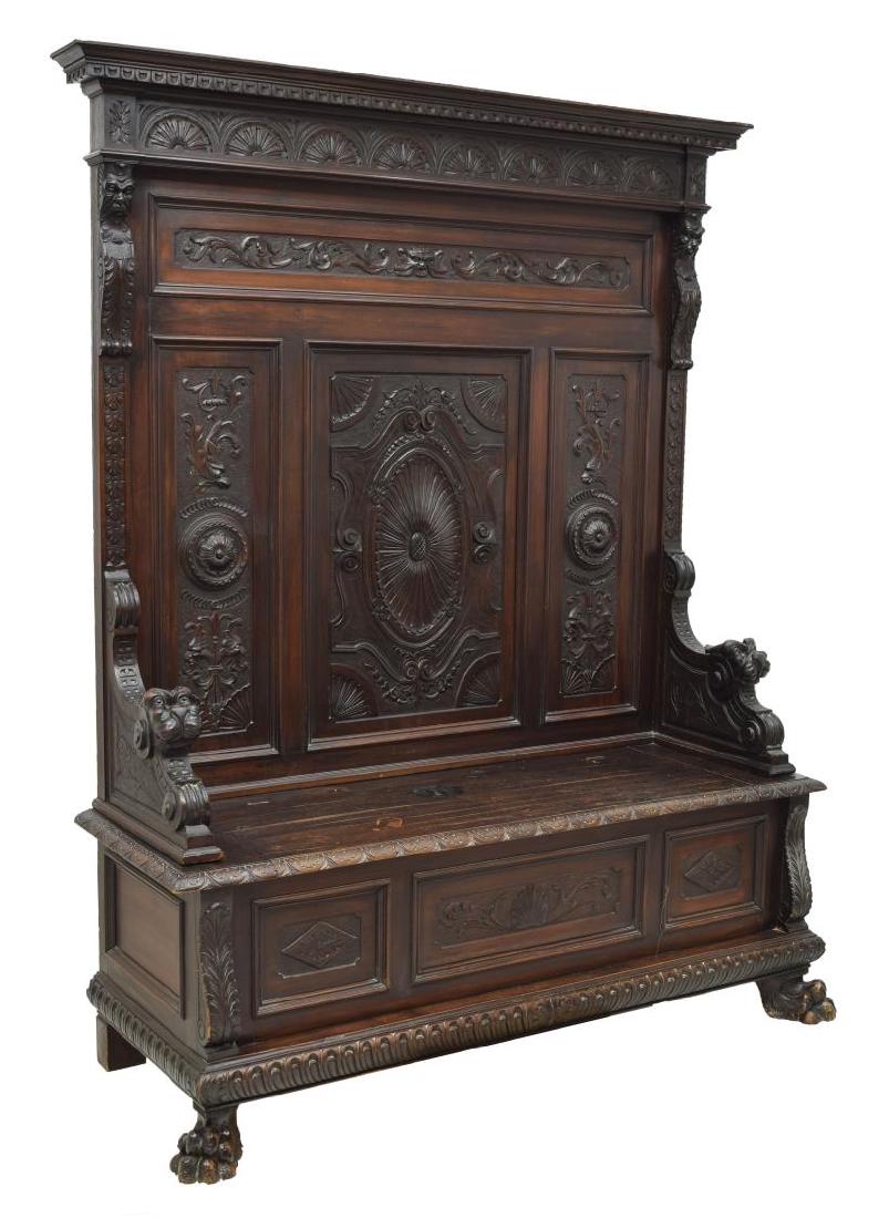 ANTIQUE ITALIAN RENAISSANCE REVIVAL HALL BENCH