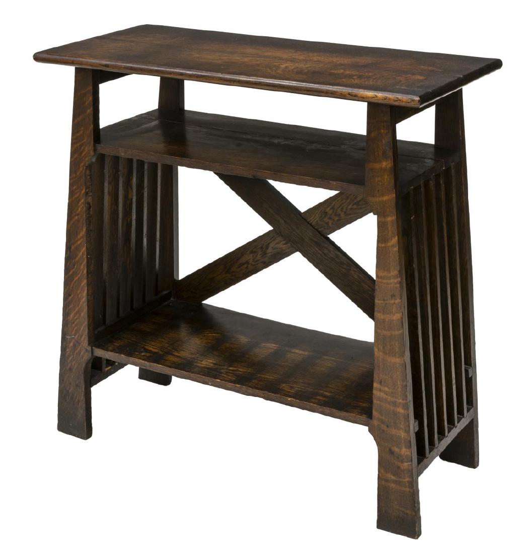 ARTS & CRAFTS OAK LIBRARY ENCYCLOPEDIA STAND