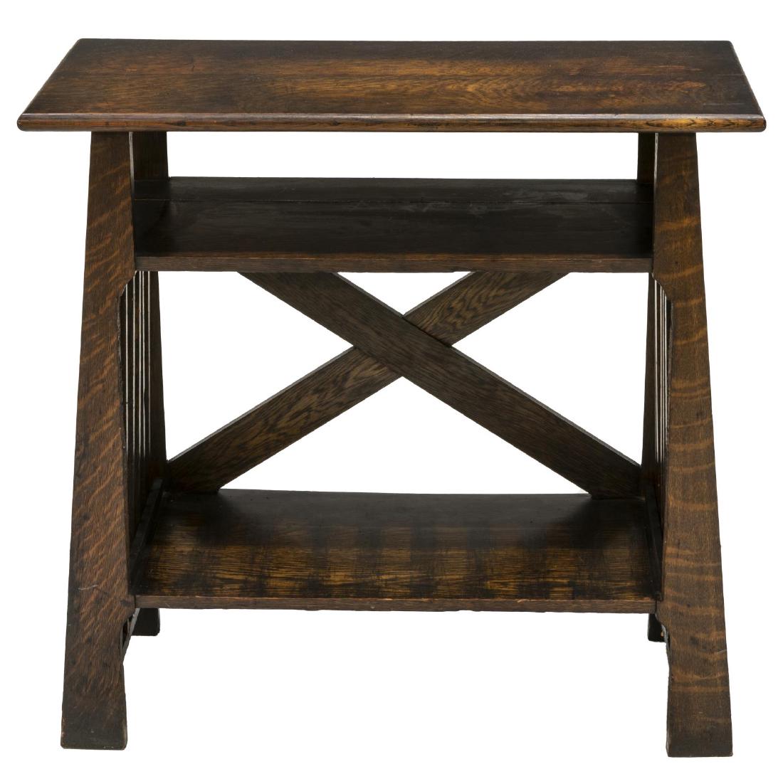 ARTS & CRAFTS OAK LIBRARY ENCYCLOPEDIA STAND