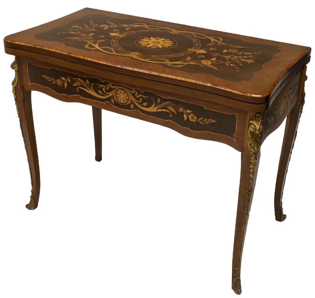 FRENCH MARQUETRY GAME TABLE,GAMES, PLAYING PIECES