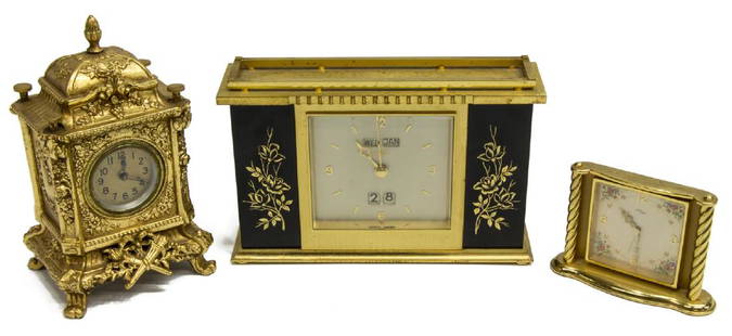 Swiss Imhof Gilt Metal And Enamel Clock