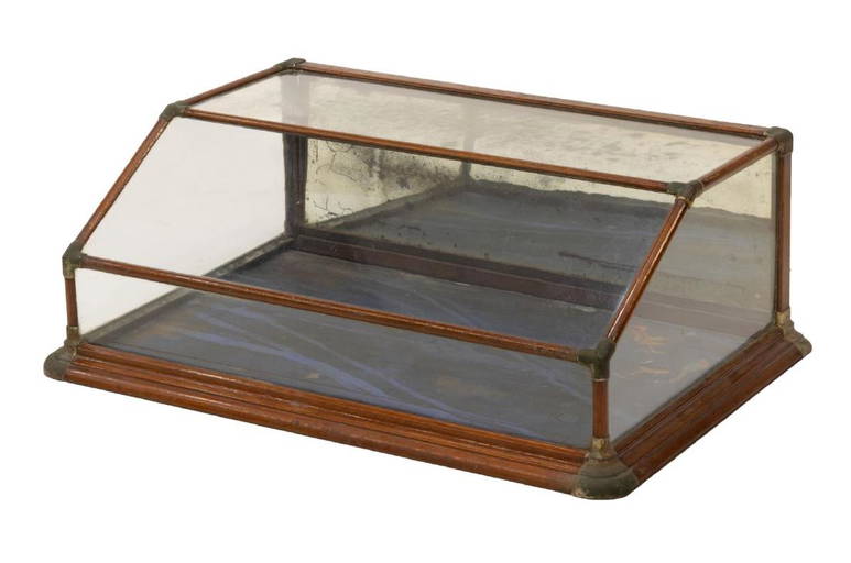 Antique Countertop Slant Front Glass Display Case