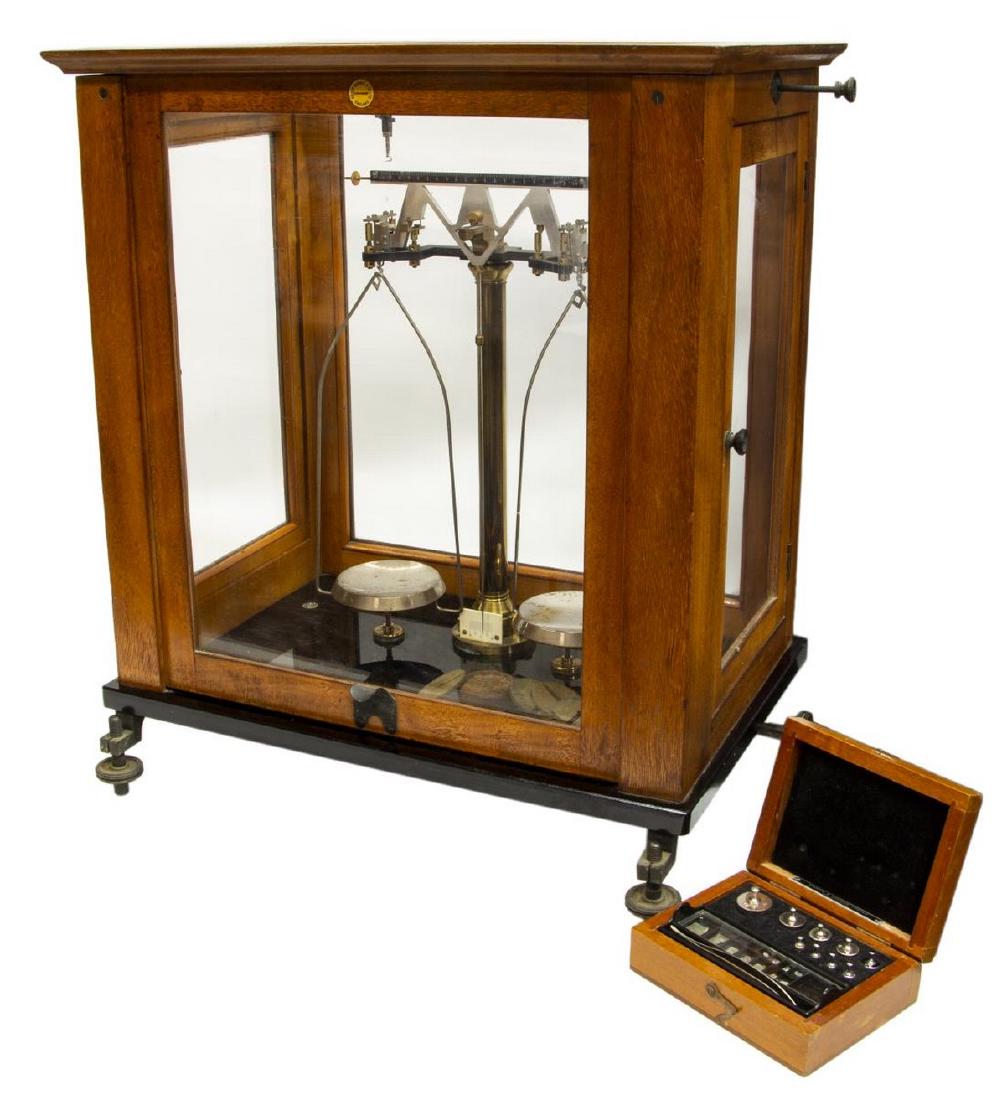 English Philip Harris Ltd. Cased Laboratory Scales