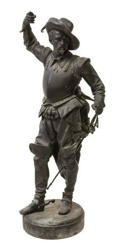 Large Standing Spelter Figure Of A Cavalier