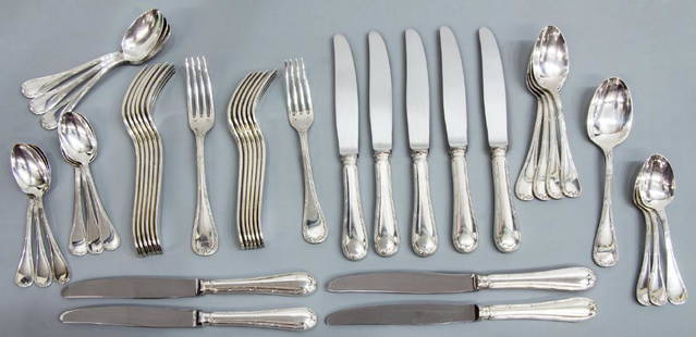 Christofle "rubans" Silverplate Flatware Set.