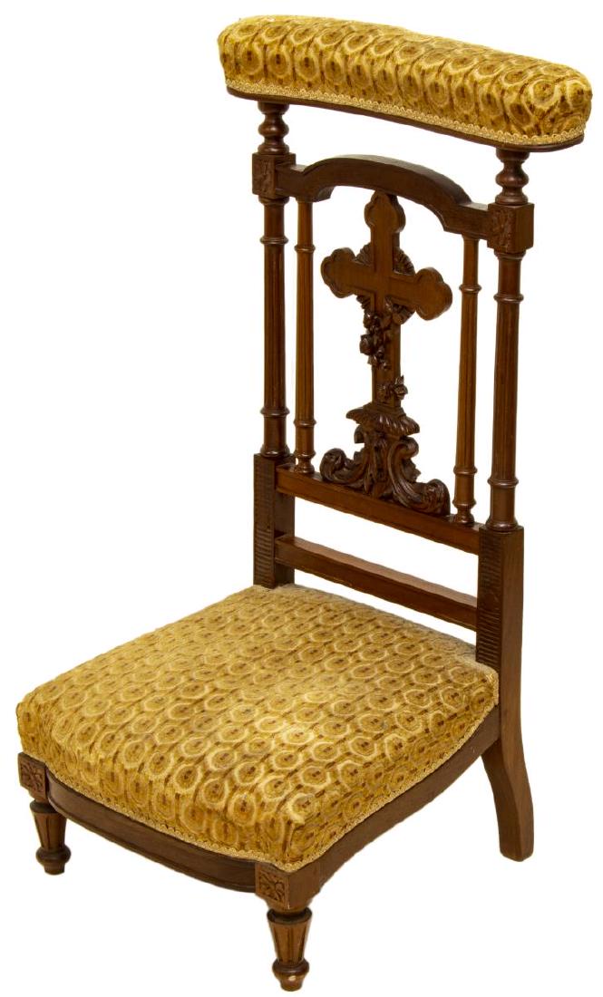 Antique Religious French Carved Prayer Chair