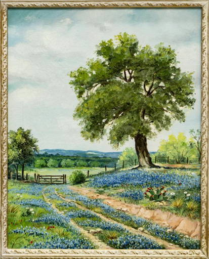E. Bushell (20thc.) Bluebonnets In Spring