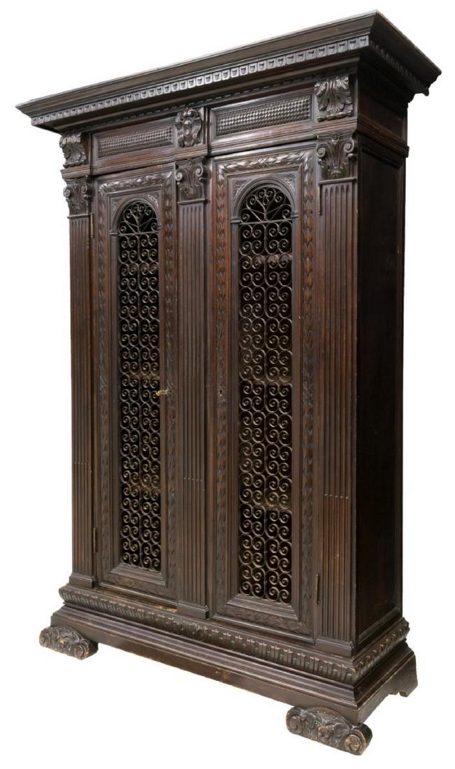 Italian Renaissance Revival Carved Wood Cabinet