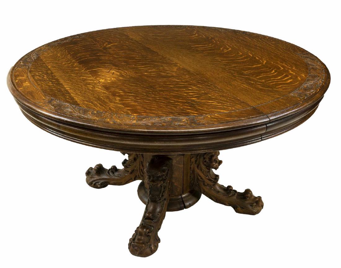 AMERICAN OAK CIRCULAR DINING TABLE, GRIFFIN BASE
