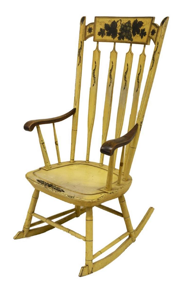 AMERICAN FOLK ART PAINTED ROCKER ROCKING CHAIR