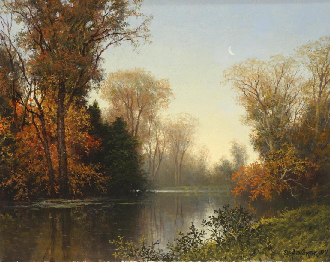 A.D. GREER (1904-1998) RIVER LANDSCAPE, 24" X 30"