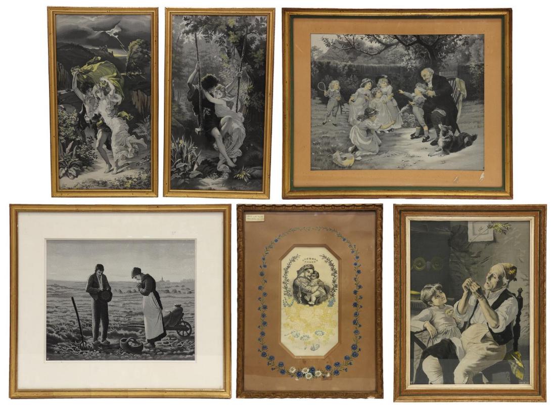 (6) FRAMED NEYRET FRERES WOVEN SILK STEVENGRAPHS