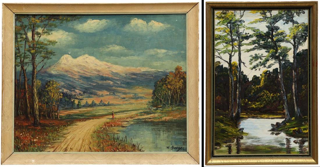 (2) FRAMED LANDSCAPE PAINTINGS, W. BERGER