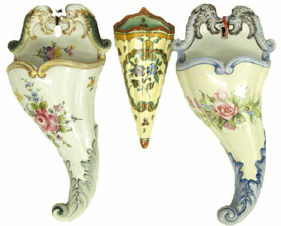 Group Of Hand Decorated Art Pottery Wall Pockets