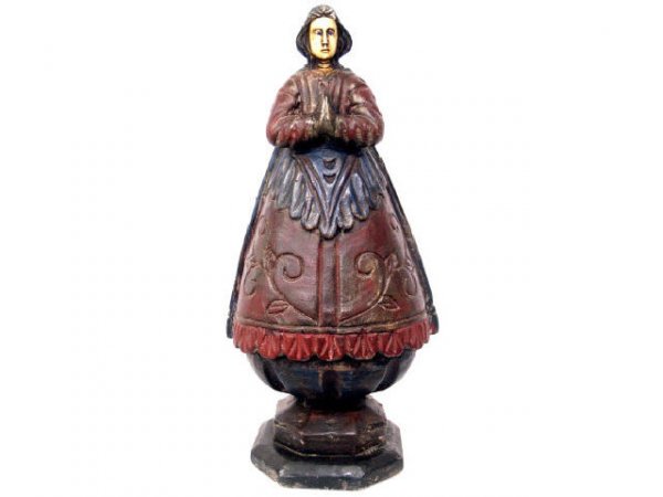 524: ANTIQUE RELIGIOUS SPAIN IVORY STATUE VIRGIN MARY