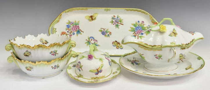 (5) Herend Porcelain Queen Victoria Table Articles
