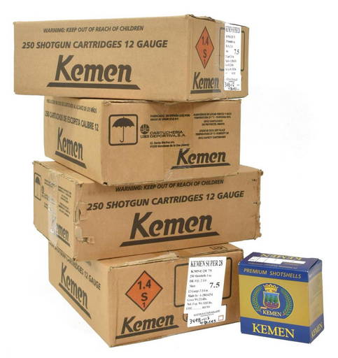 (4) Cases Kemen 12 Gauge Shotgun Shells, #7.5 Shot