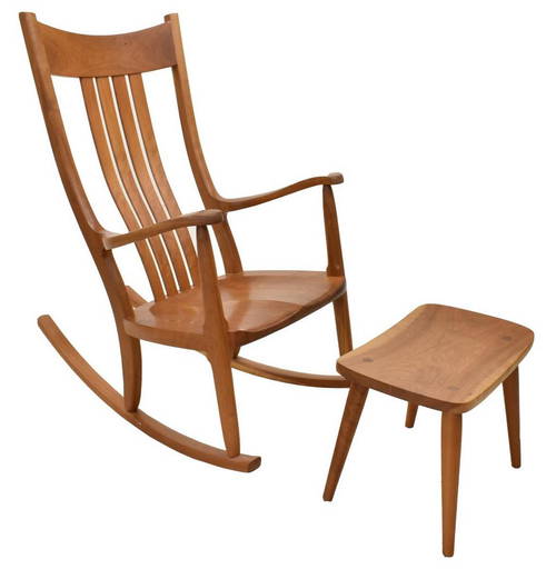 (2) Gary Weeks Craftsman Rocking Chair & Footstool