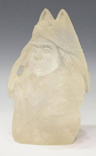 Carved Rock Crystal Native American Figure