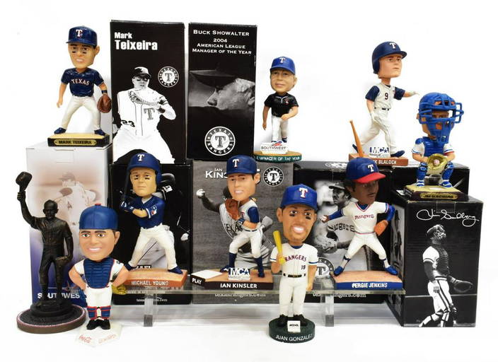 (10) Baseball Bobbleheads, Ryan, Kinsler, Blalock