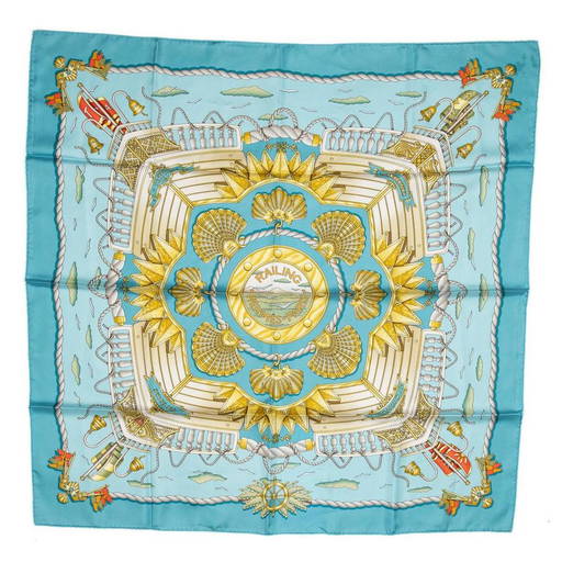 Hermes Silk Twill Scarf, 'railing' Pattern