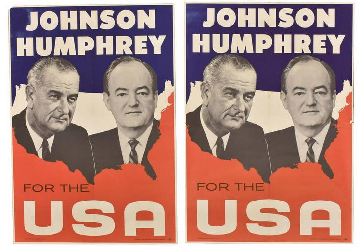 (2) Johnson Humphrey Presidential Campaign Posters