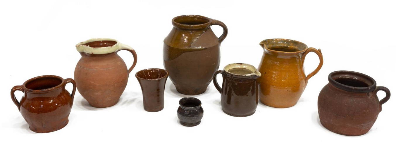 (8) Collection American Redware Pitchers & Vessels
