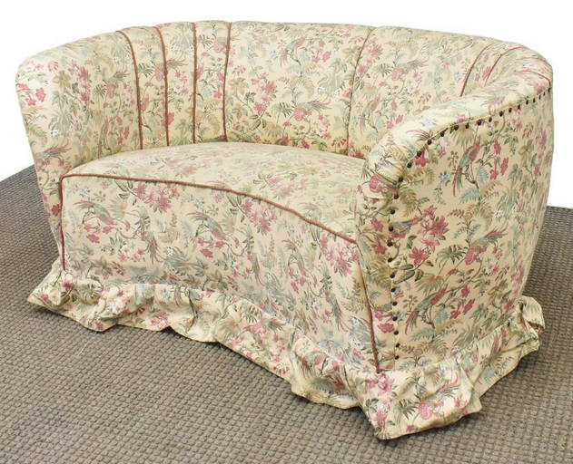 Danish Art Deco Upholstered Shell Back Sofa