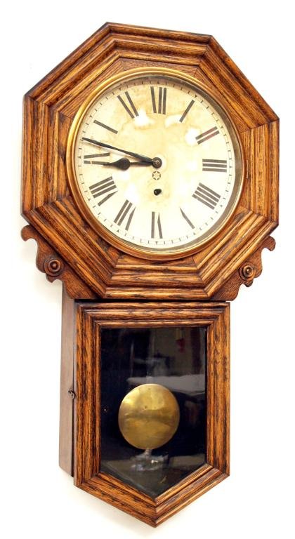 966: ANTIQUE NEW HAVEN "HARVARD" 8 DAY LONG DROP CLOCK