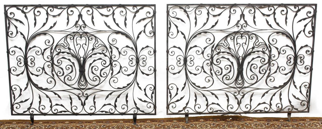 (2) French Architectural Wrought Iron Panels