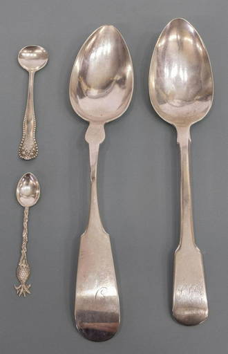 (4) Coin & George Iv Sterling Fiddleback Spoons