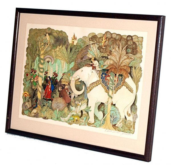 Lithograph, Jungle Scene, David Mccall Johnston