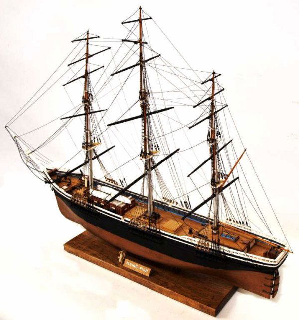 763: WOOD CLIPPER SHIP MODEL, "THE FLYING FISH", 1851