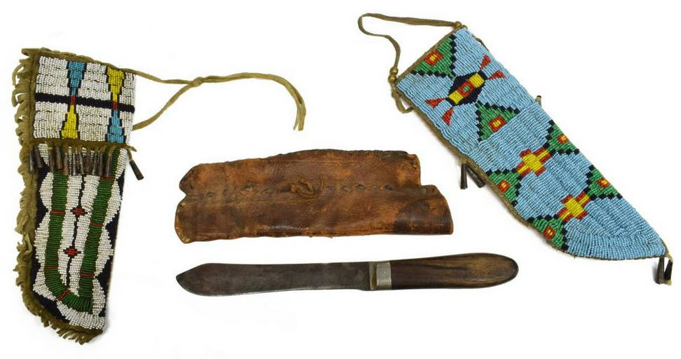 (3) Sioux & Sioux Style Beaded Knife Sheaths
