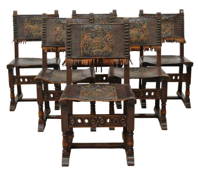 (6) Spanish Renaissance Revival Walnut Chairs