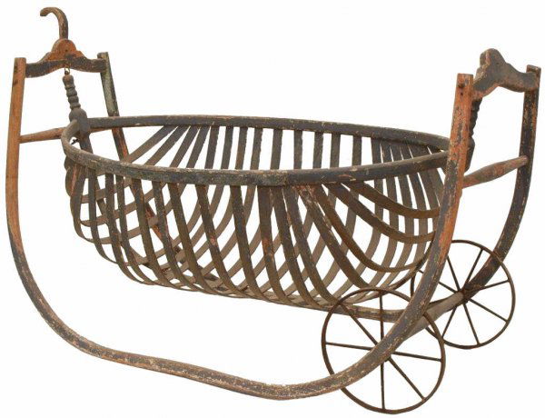ANTIQUE PRIMITIVE FIELD CRADLE, ORIGINAL PAINT