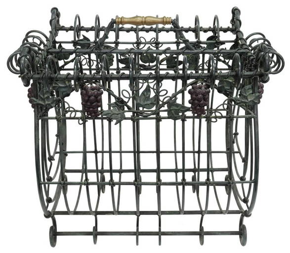 Large Wrought Iron Grapevine Magazine Rack