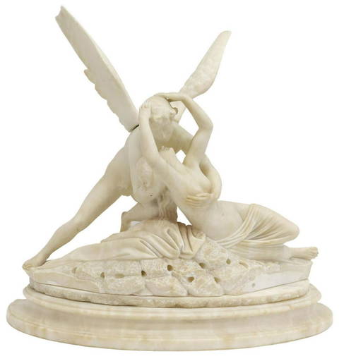 After Canova Psyche & Cupid Alabaster Sculpture