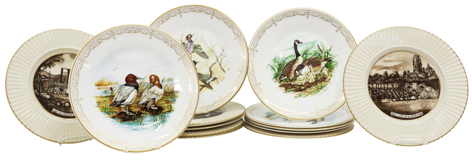 (14) Lenox & Boehm Parcel Gilt Collector's Plates