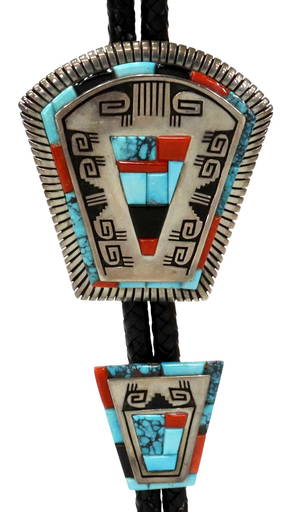 Alvin & Lula Begay Navajo Silver Overlay Bolo Tie