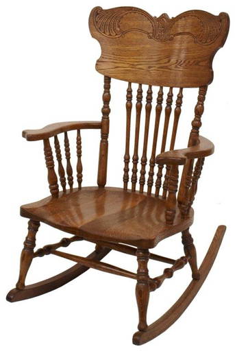 Antique American Oak Pressed Spindle Back Rocker