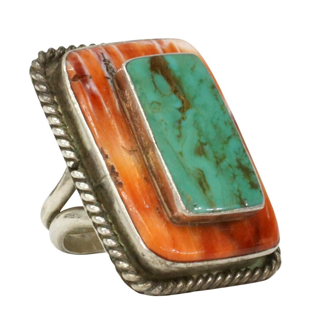 ALICE PLATERO NAVAJO STERLING & TURQUOISE RING | Barnebys