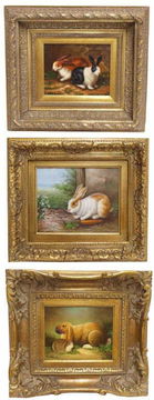 (3) ORNATELY FRAMED OIL PAINTINGS, BUNNY RABBITS - Feb 14, 2010 ...